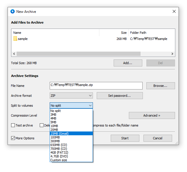 Bandizip How To Split A Large File Into Smaller Files With Bandizip